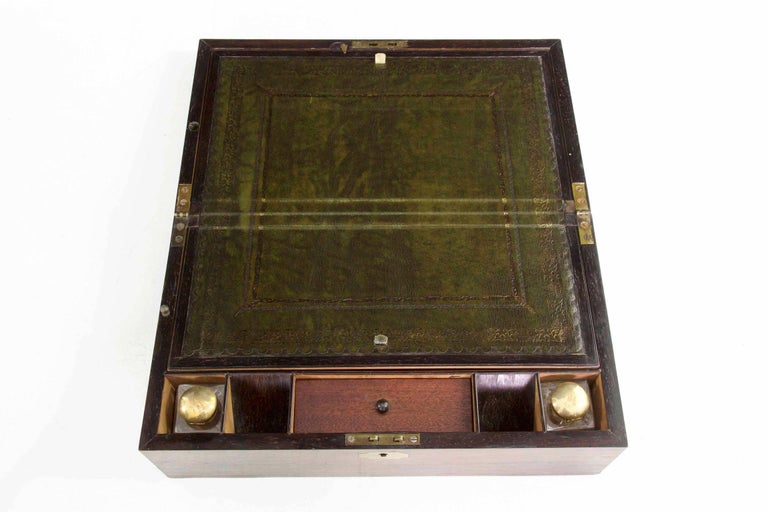 19th Century English Regency Rosewood Antique Traveling Lap Writing ...