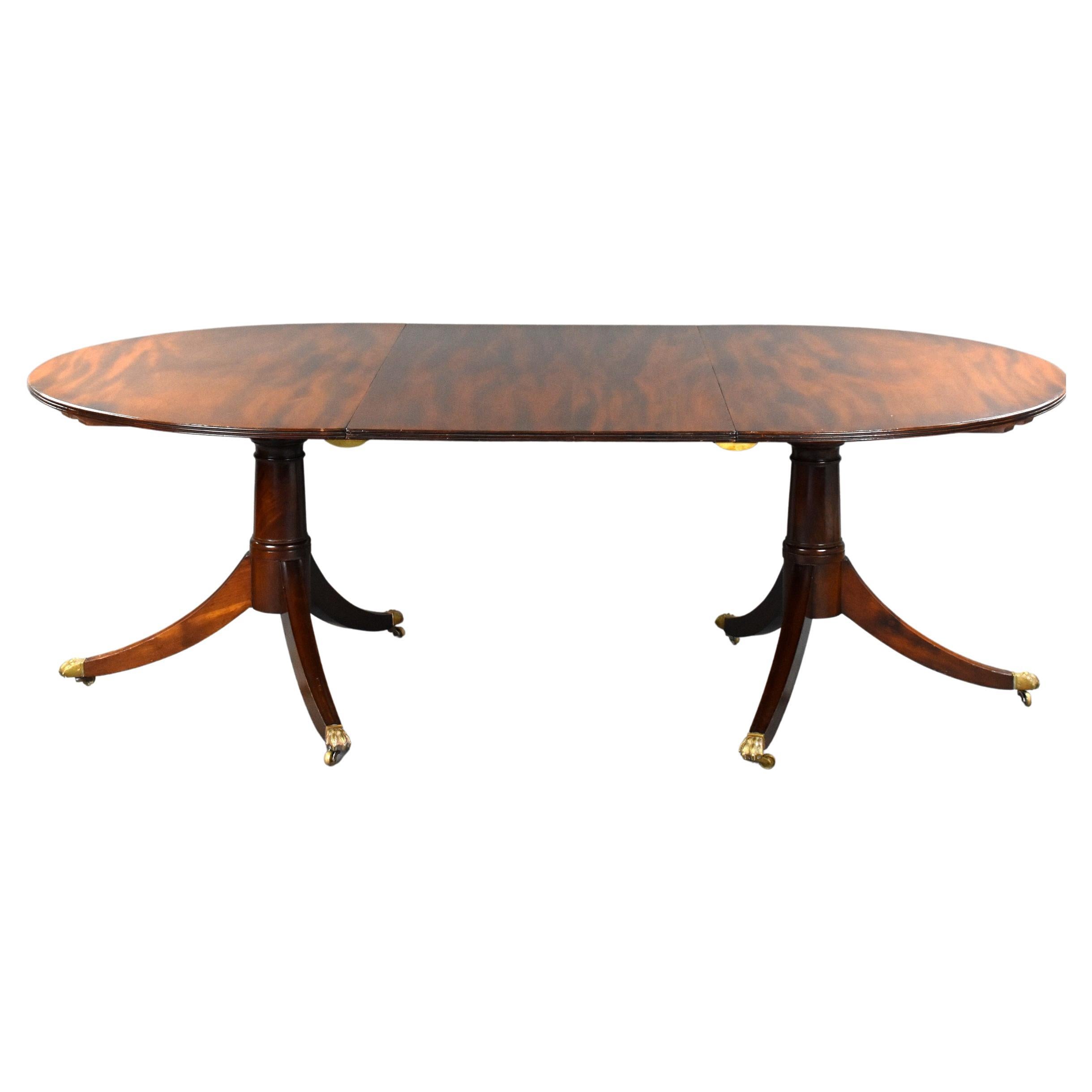 Regency Style Triple Pedestal Dining Table Seats 14 For Sale at 1stDibs