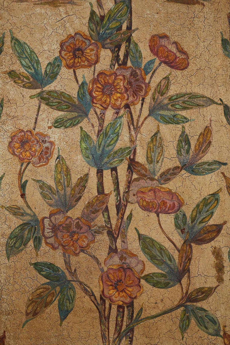 19th Century English Renaissance Revival Leather Painted Screen at 1stDibs