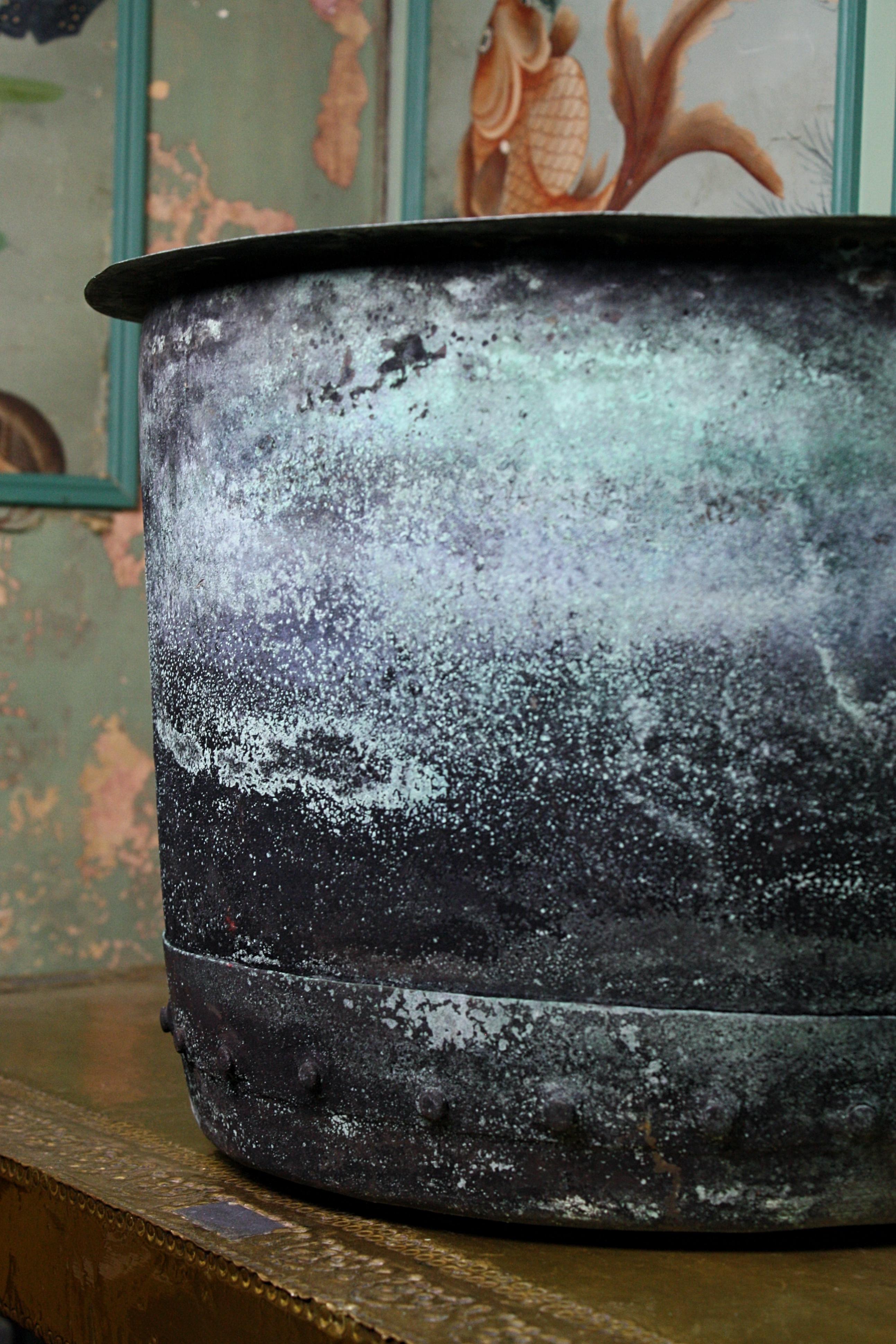 19th Century English Riveted Copper Verdigris Vat Vessel Planter at ...