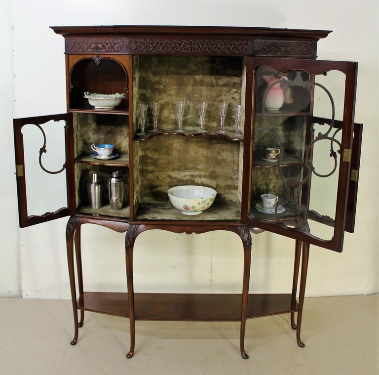 19th Century English Rococo Style Mahogany Display Cabinet at 1stDibs