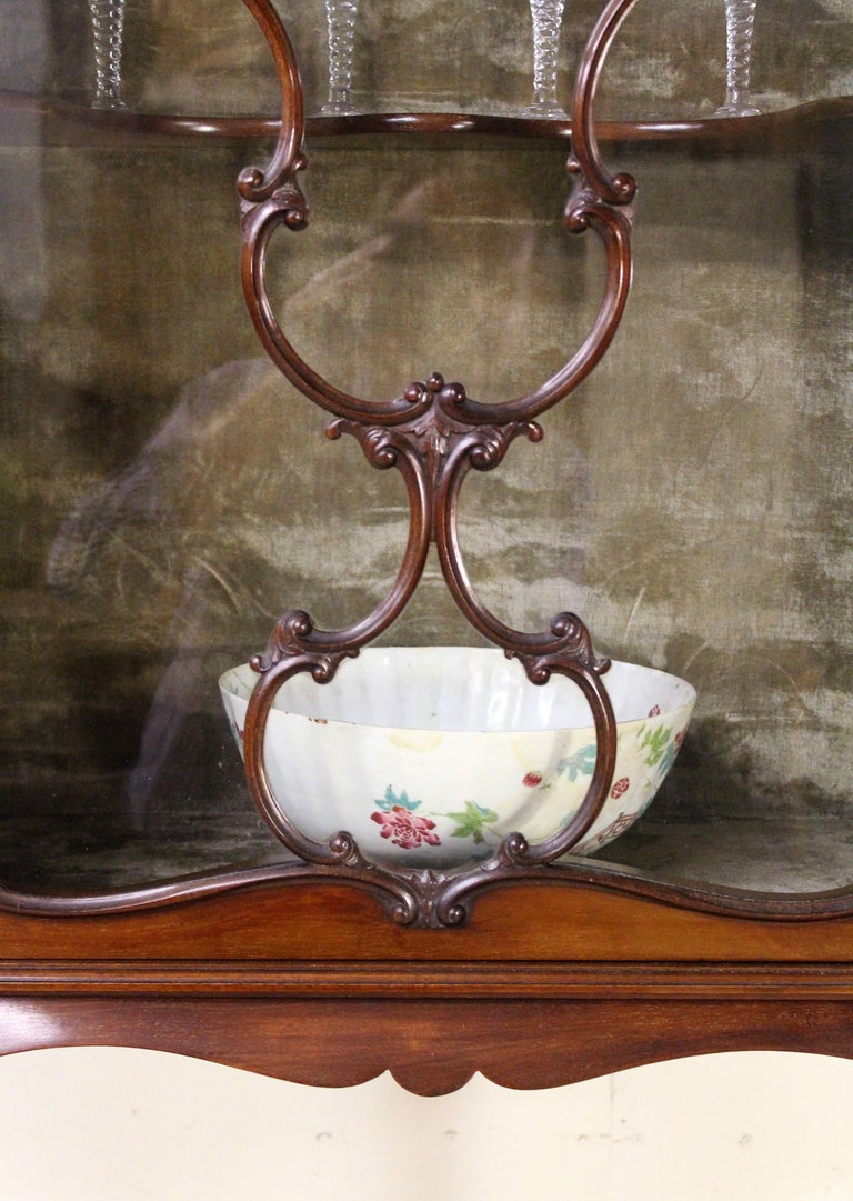 19th Century English Rococo Style Mahogany Display Cabinet at 1stDibs