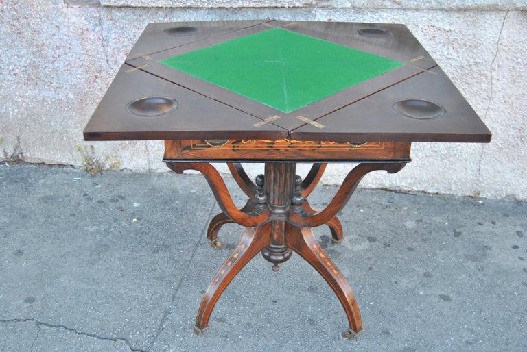 19th Century English Rosewood Games Table / Envelope Table / Card Table ...
