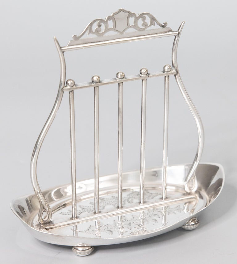 19th Century English Sheffield Silver Plate Lyre Shaped Letter Rack ...