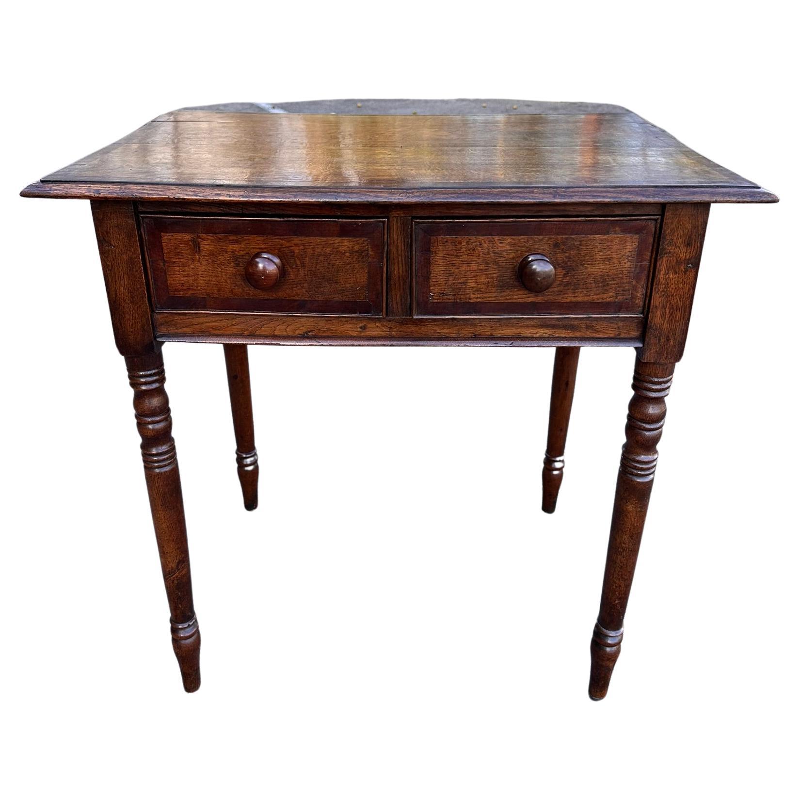 Antique classic English side table with leather top. 19th Century For ...