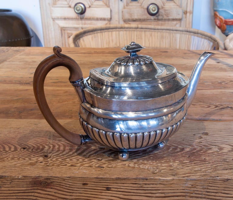 19th Century English Silver Teapot with English Wooden Lid and Handle ...