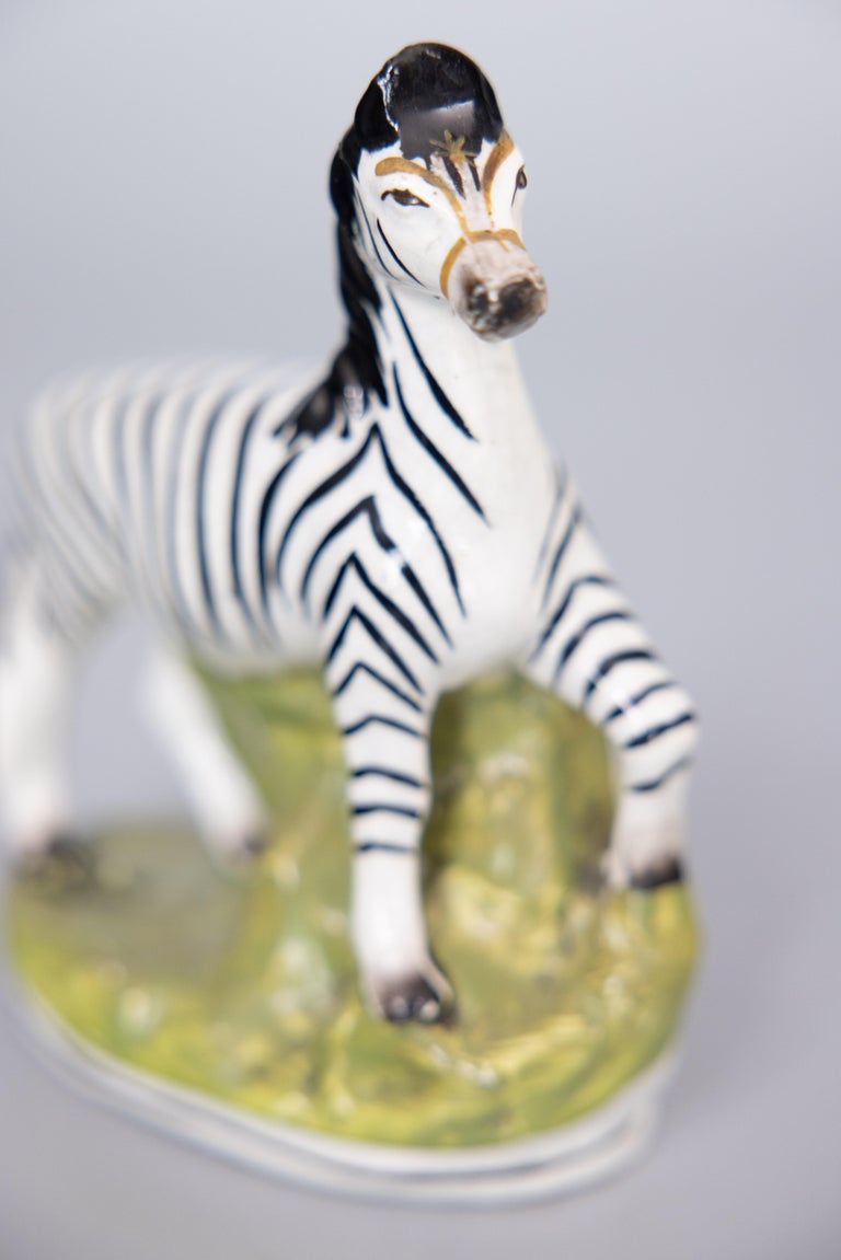 19th Century English Staffordshire Zebra Figurine For Sale at 1stDibs