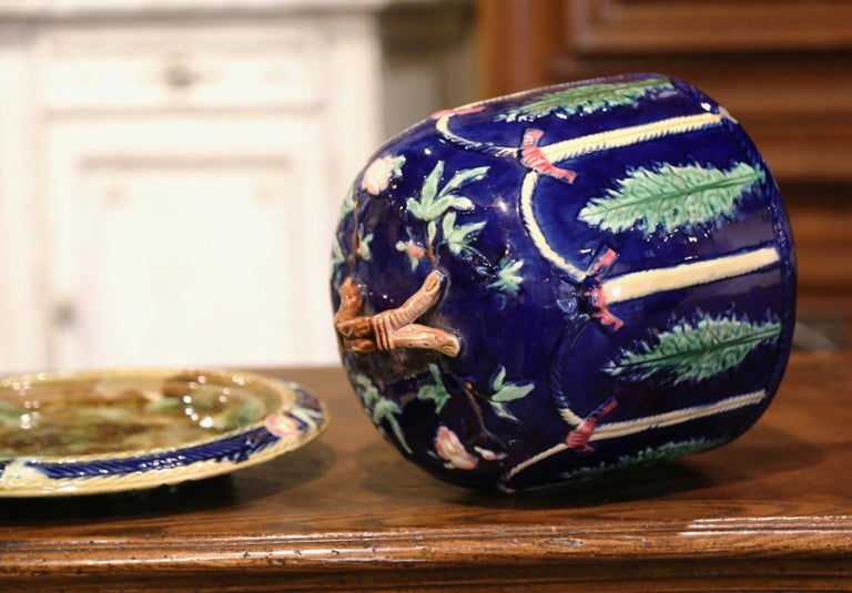 19th Century English Thomas Forester Majolica Two-Piece Cheese Dome For ...