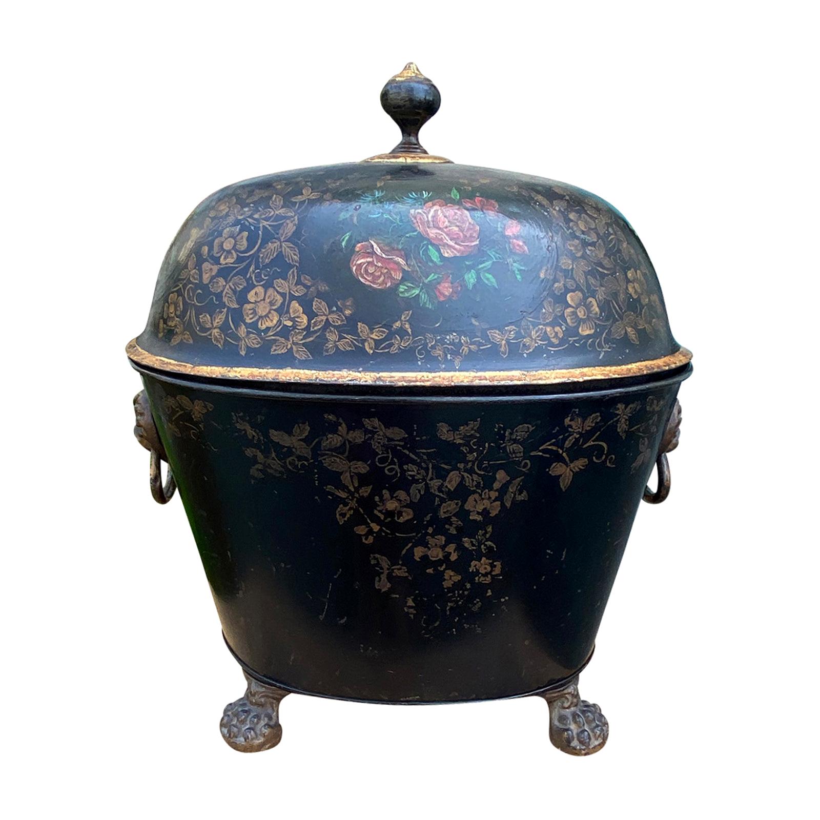 Gilt Decorated Coal Hod For Sale at 1stDibs