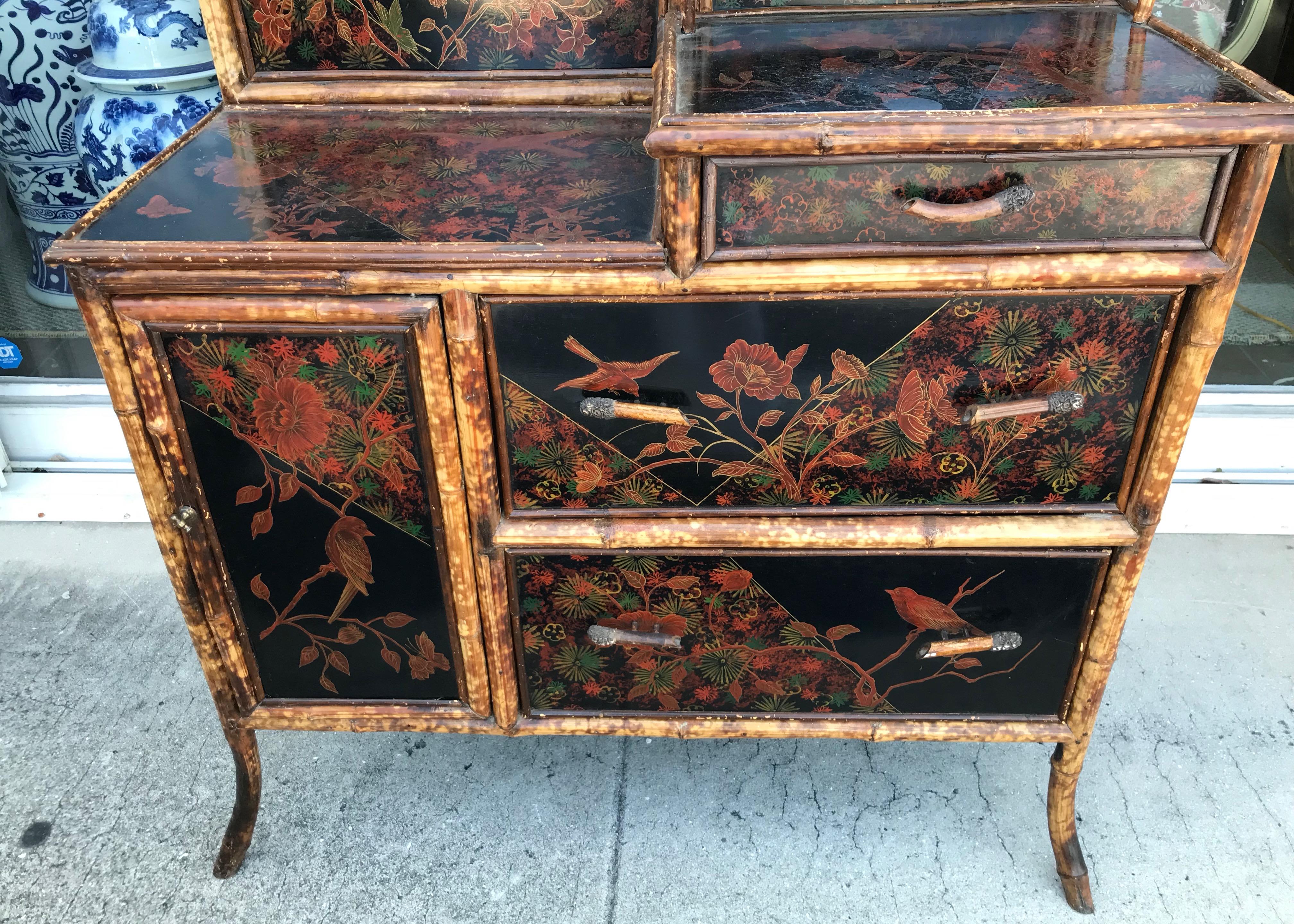 19TH Century English " Tortoise Shell " Bamboo Dresser For Sale at 1stDibs