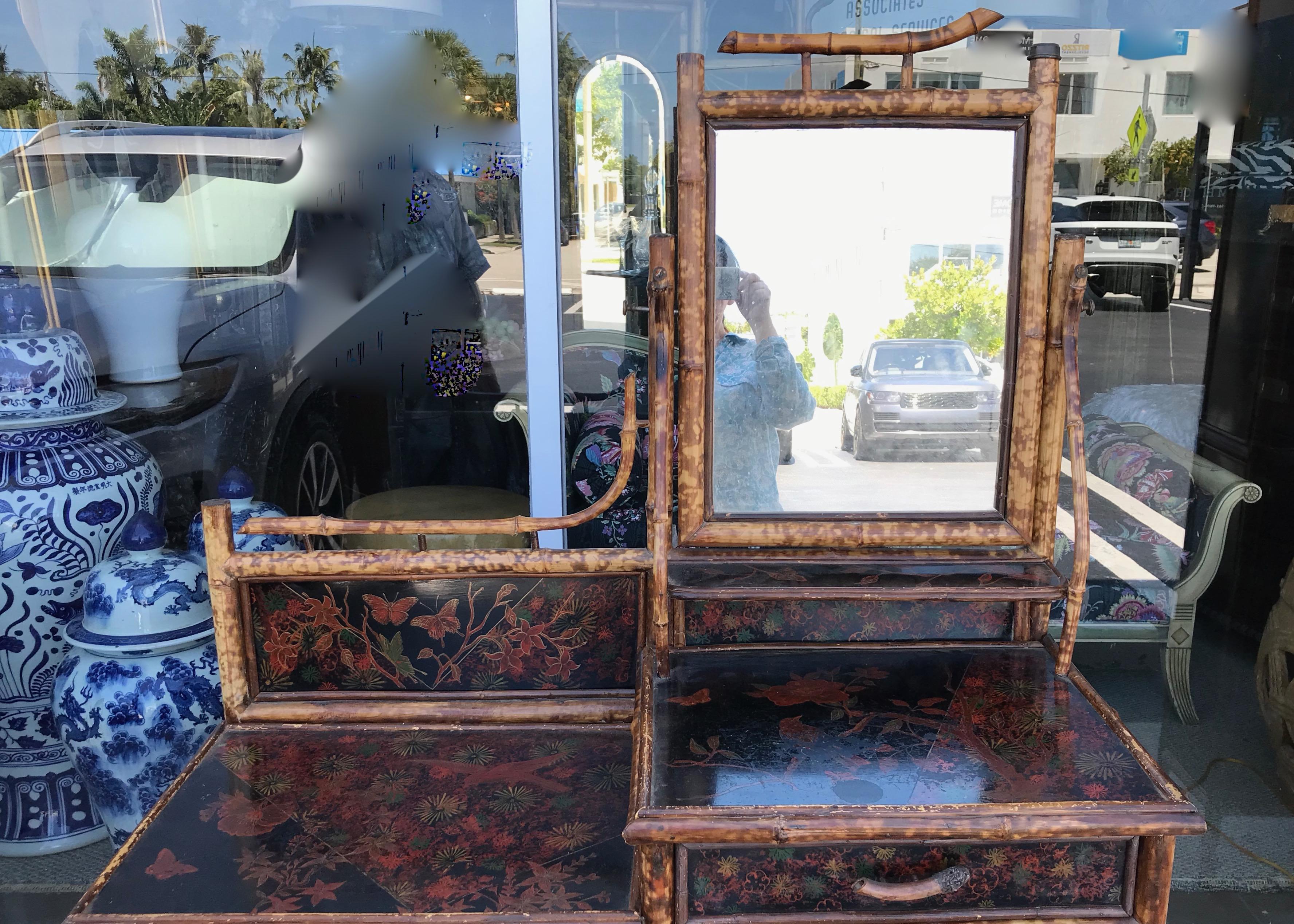 19TH Century English " Tortoise Shell " Bamboo Dresser For Sale at 1stDibs