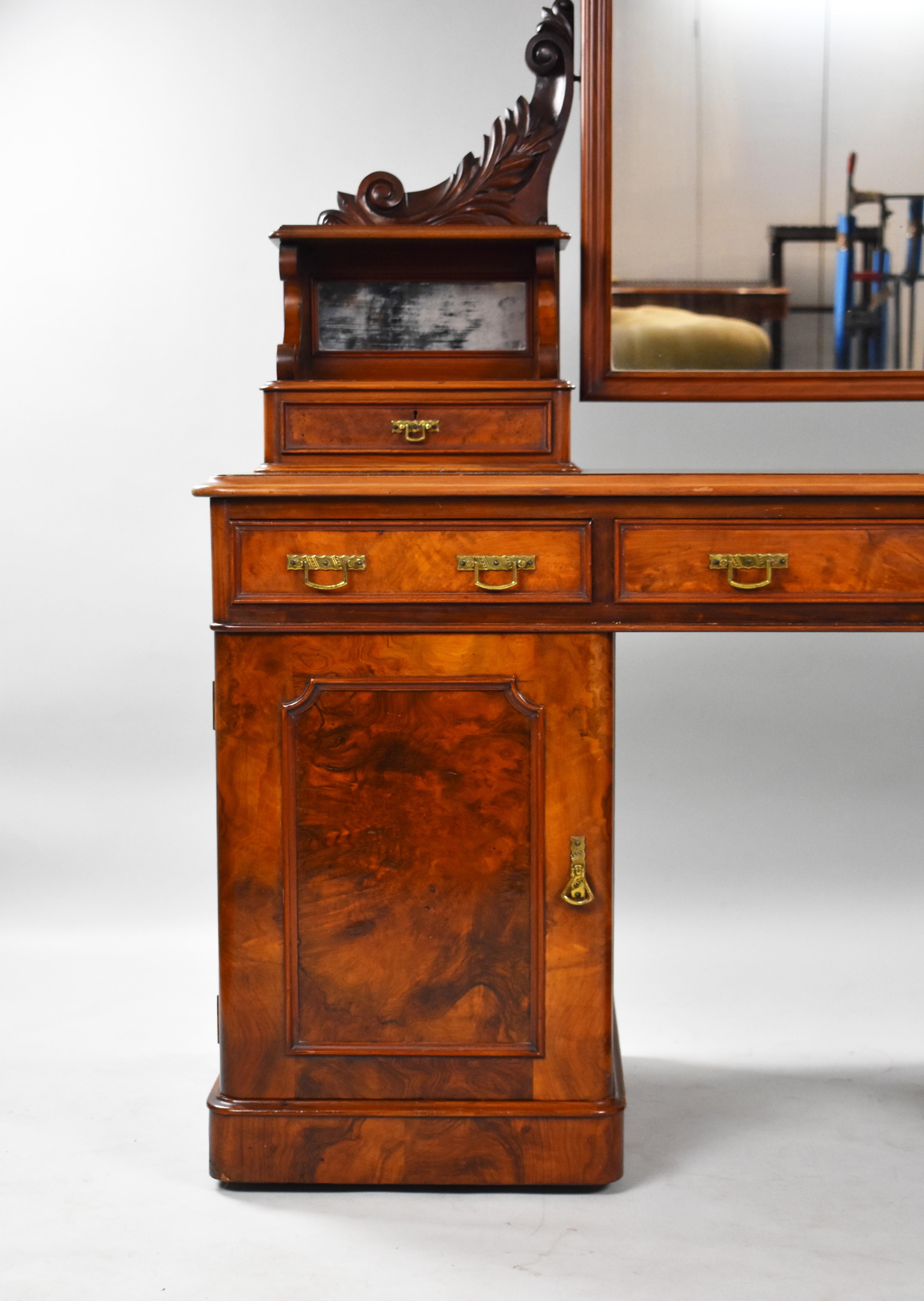 19th Century English Victorian Burl Walnut Dressing Table at 1stDibs