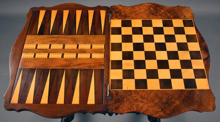 19th Century English Victorian Burr Walnut Games Table For Sale at ...