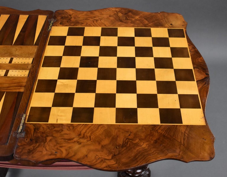 19th Century English Victorian Burr Walnut Games Table For Sale at ...
