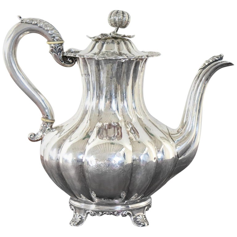 19th Century English Victorian Newcastle Silver Teapot, circa 1838 For ...