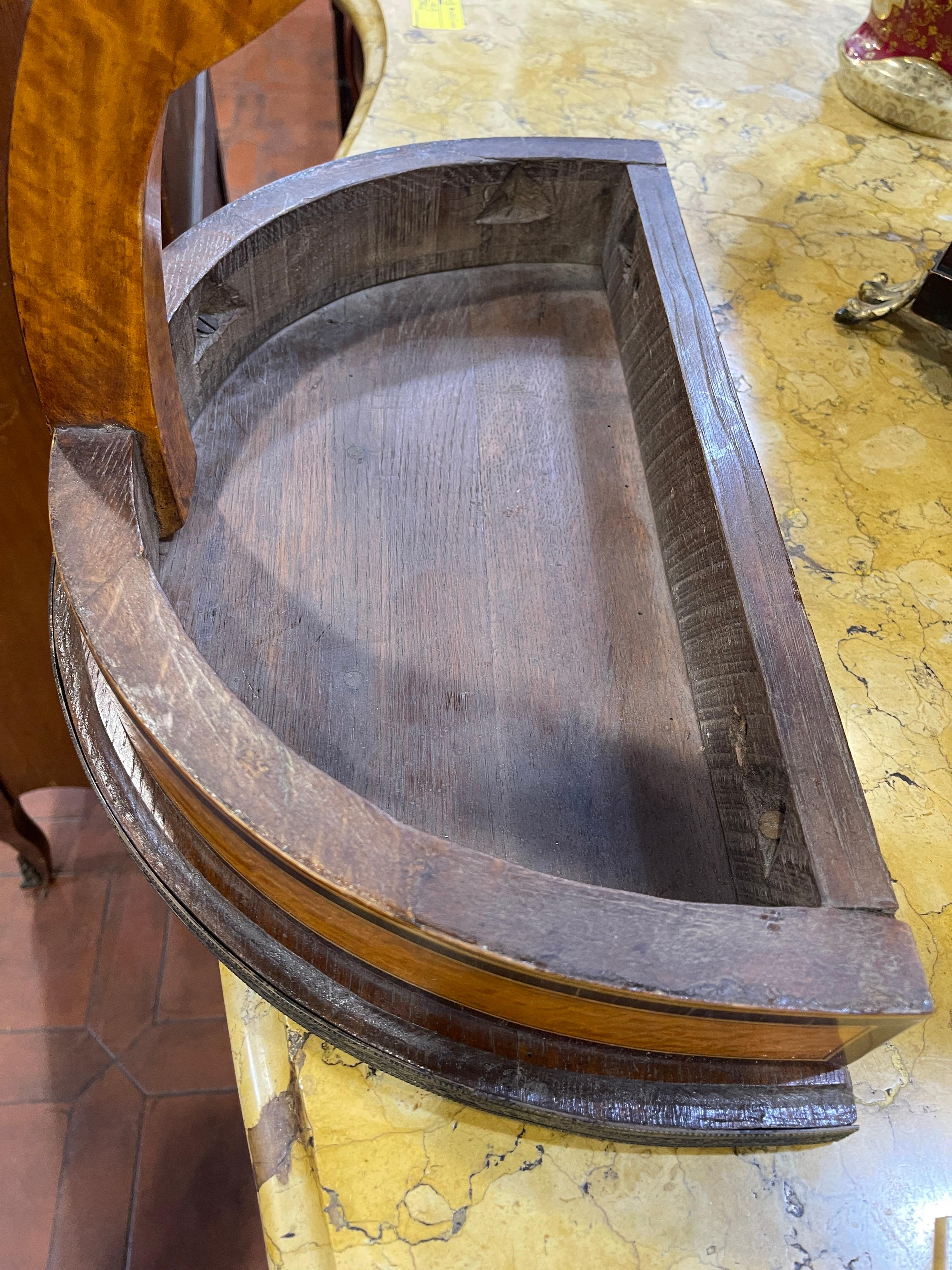 19th Century English Victorian Satinwood Inlay Wall Console Demi Lune ...