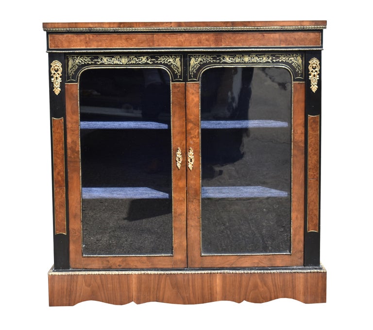 19th Century English Victorian Walnut and Ebonized Brass Inlaid Pier ...
