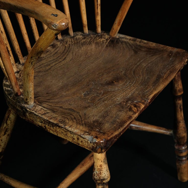 19th Century English West Country Windsor Chair, Cornish Farmhouse, Elm ...