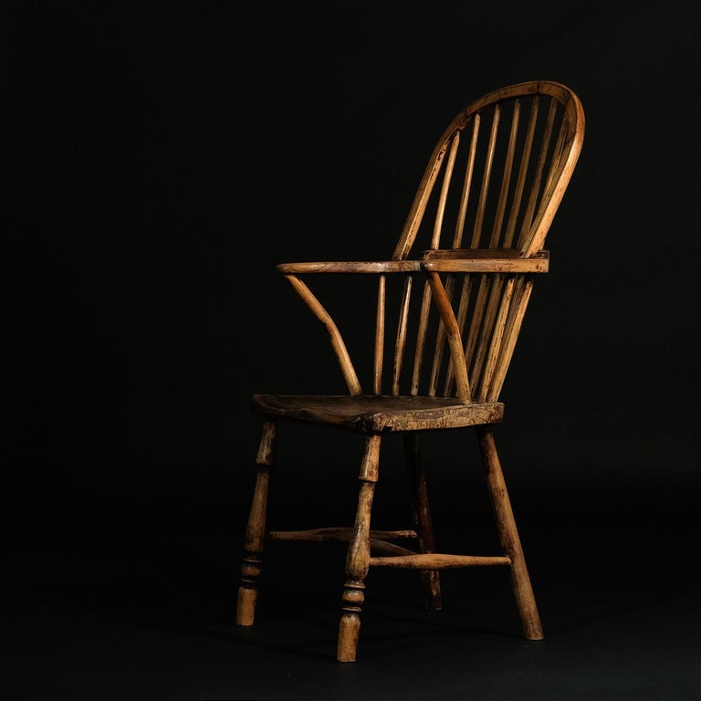 19th Century English West Country Windsor Chair, Cornish Farmhouse, Elm ...