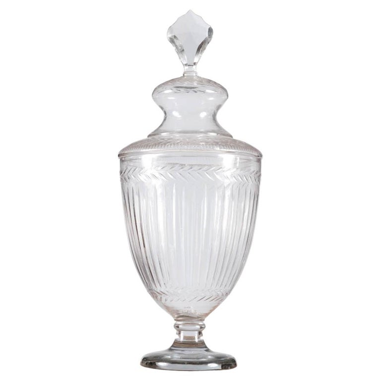 19th Century Etched Glass Bonboniere For Sale at 1stDibs