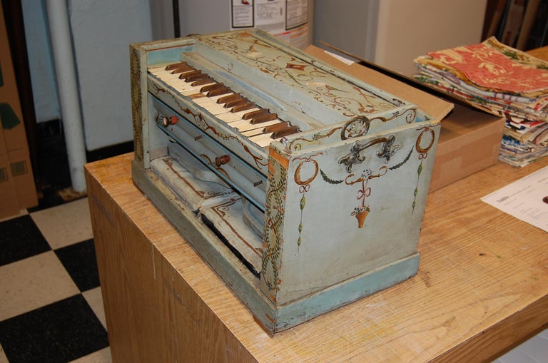 19th Century European Childs Pump Organ in Decoratively Painted Wood ...