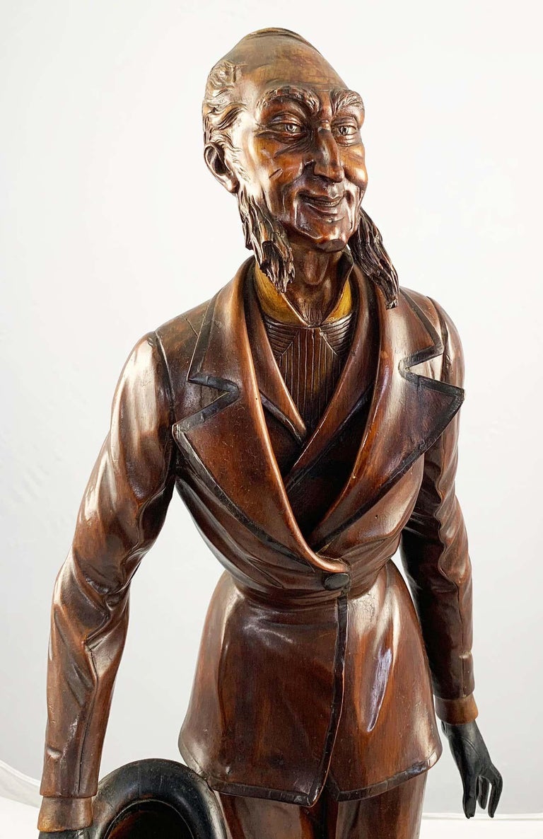 19th Century European Polychrome Carved Wood Figure of a Dickensian ...