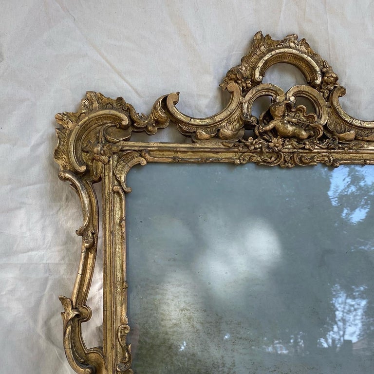 19th Century European Romantic Mirror. Carved and Gilded Wood Frame For ...