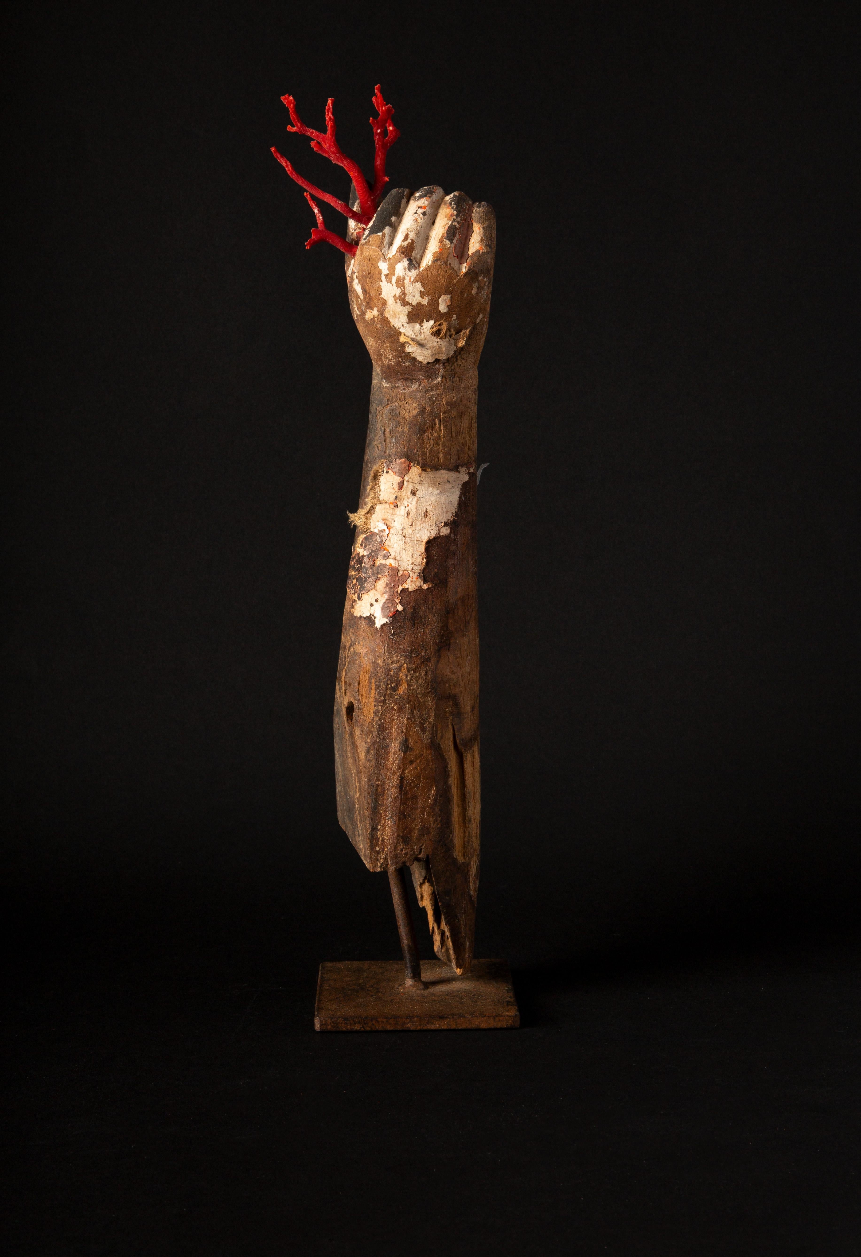 19th-Century European Santos Hand with Red Coral: A Symbol of Sacred ...