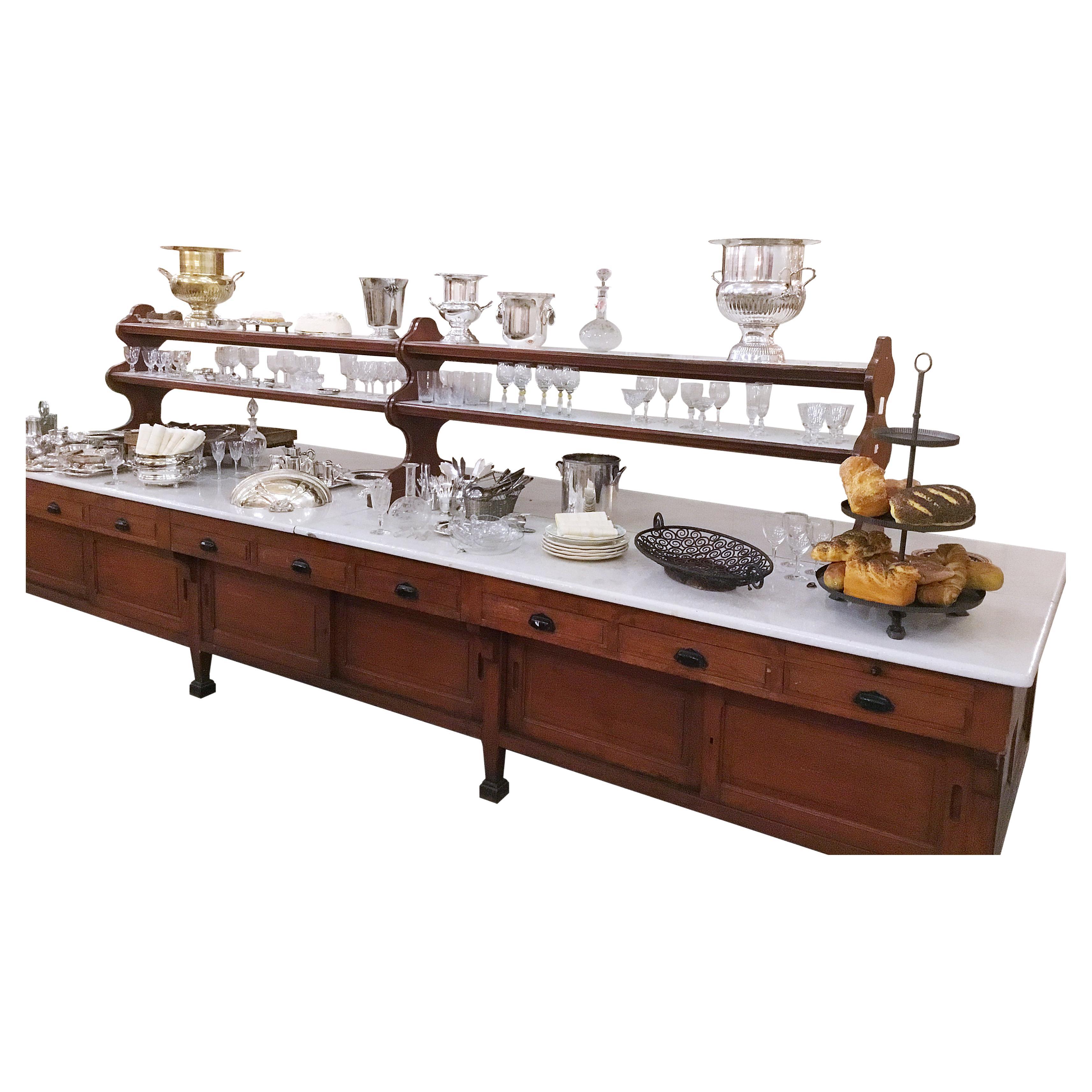 Large French 19th Century Painted Shop Counter For Sale at 1stDibs