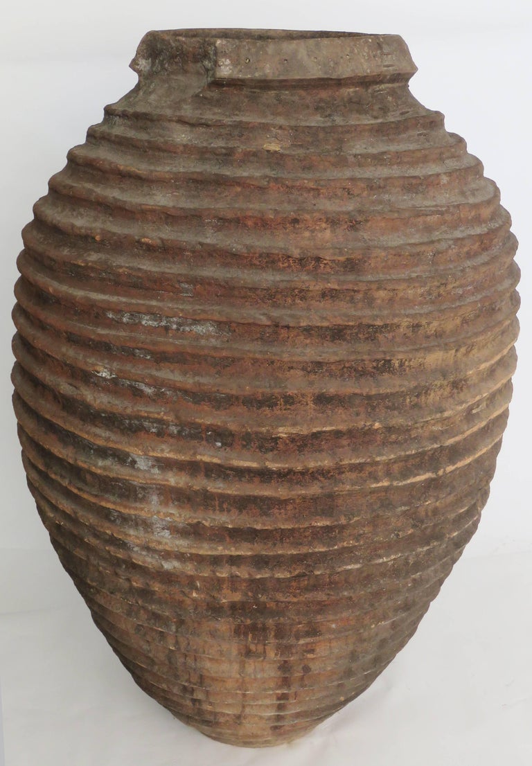 19th Century Extra Large Ribbed Ceramic Jar For Sale at 1stDibs