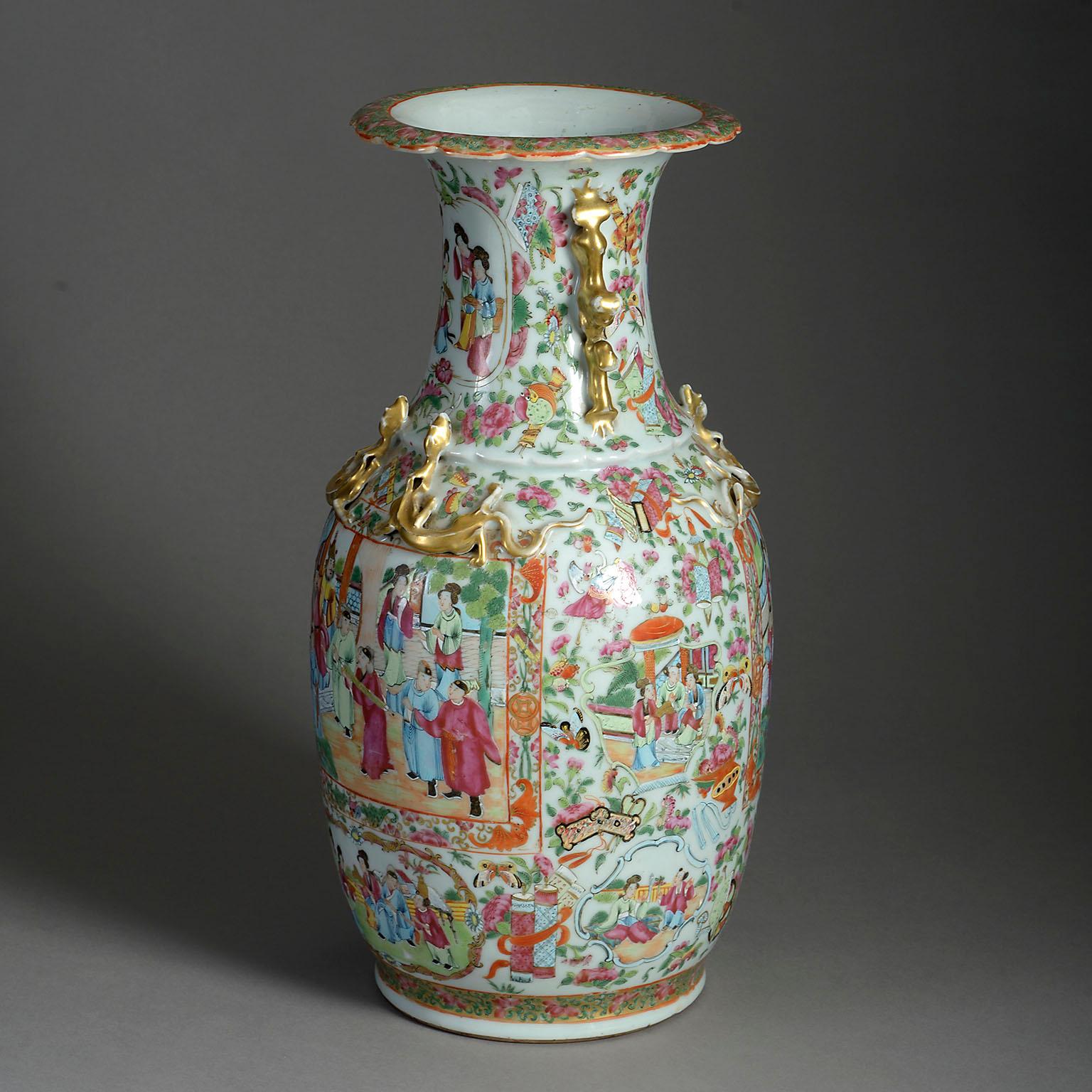 19th Century Famille Rose Canton Porcelain Vase For Sale at 1stDibs