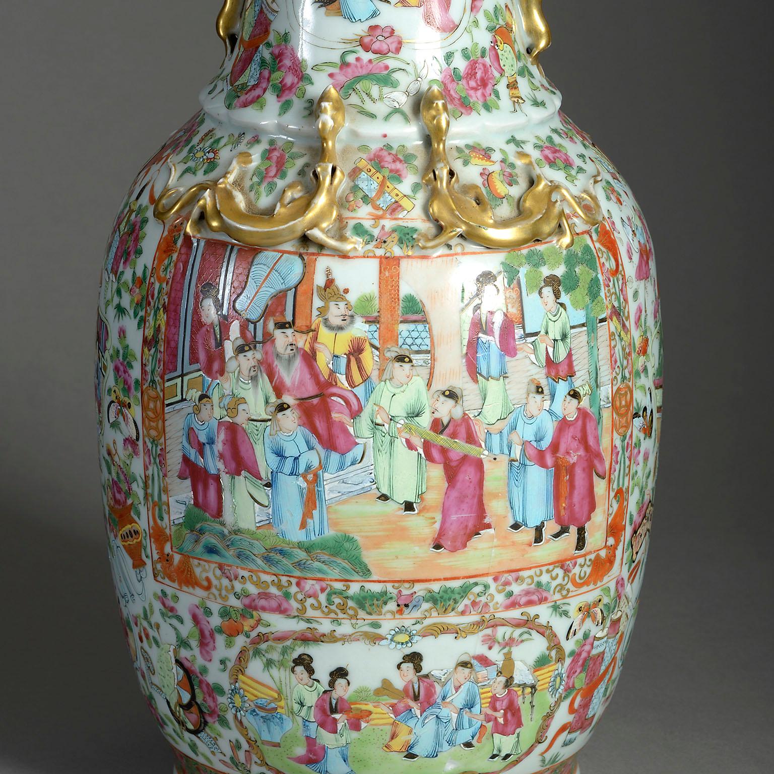 19th Century Famille Rose Canton Porcelain Vase For Sale at 1stDibs