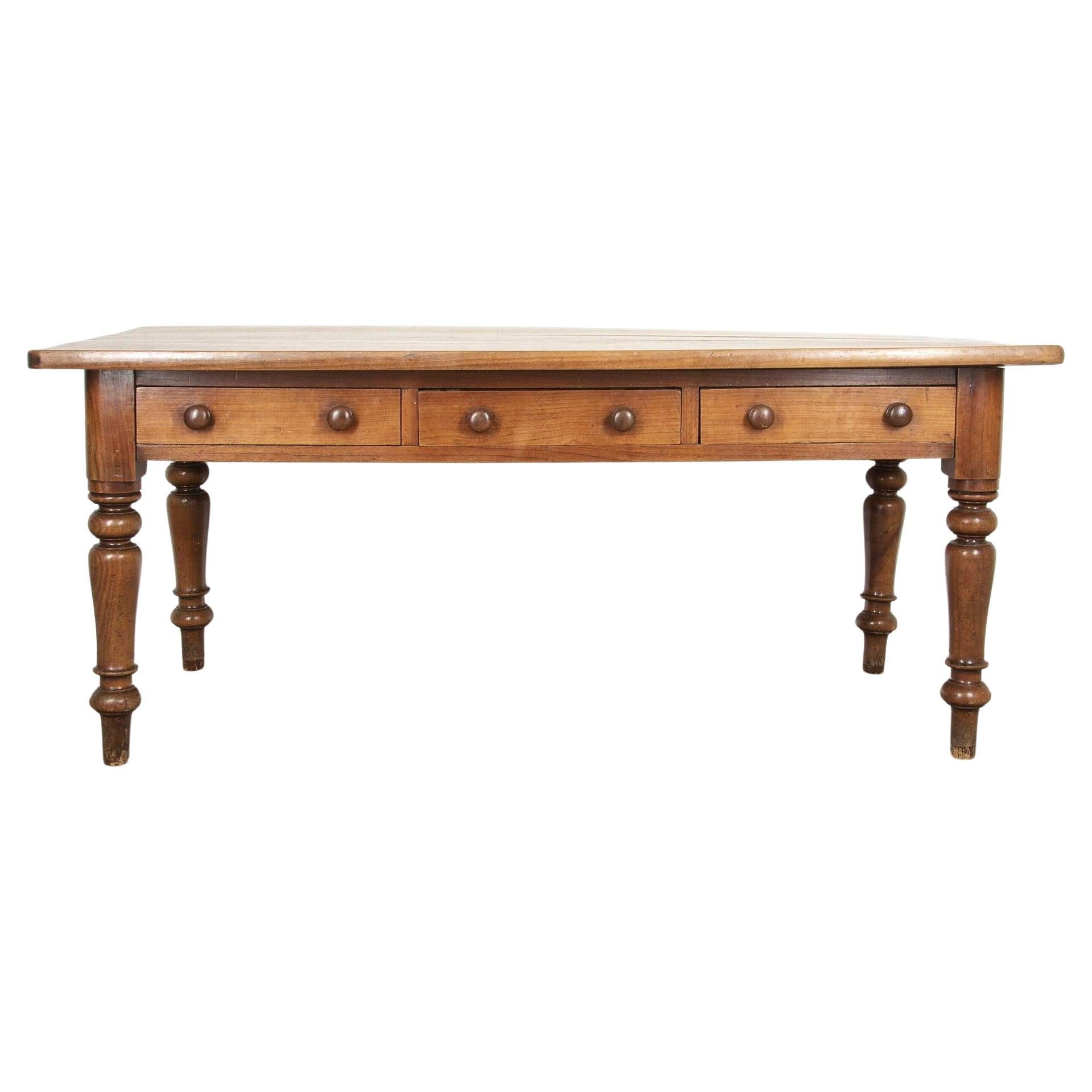 Antique Large Pine Scrub Top Kitchen Dining Table, 19th Century at 1stDibs