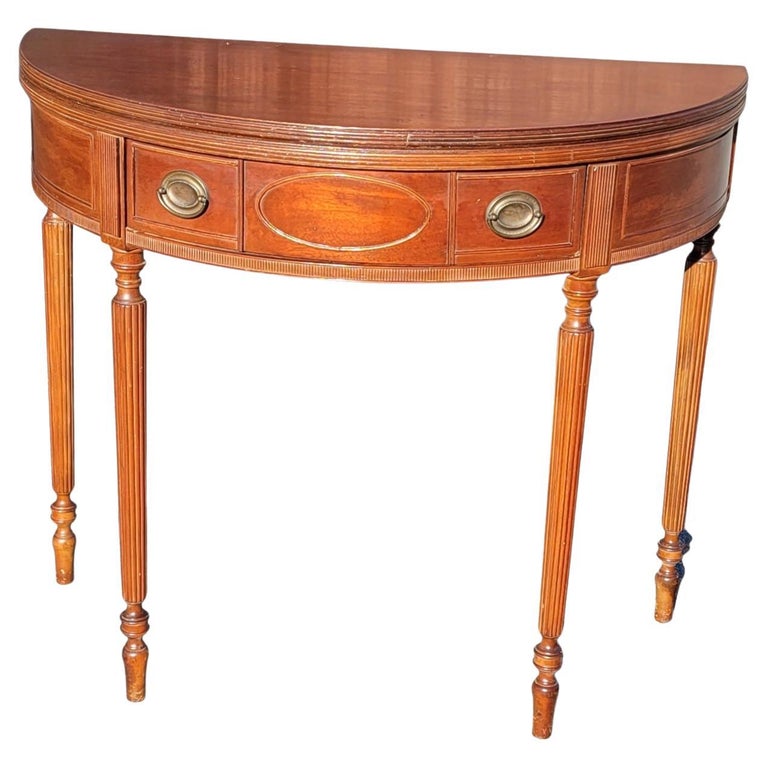 19th Century Federal Hepplewhite Mahogany Demi-Lune Flip-Top Console ...