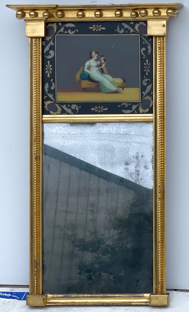 19th Century Federal Style Gilded Eglomise Trumeau Mirror with Mother ...
