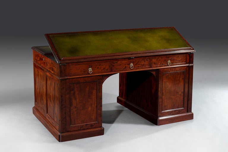 19th Century Fiddleback Mahogany Library Desk Stamped Gillows For Sale ...