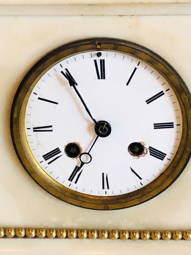19th Century Figural School Boy Bronze Sitting Atop a Marble Mantle ...