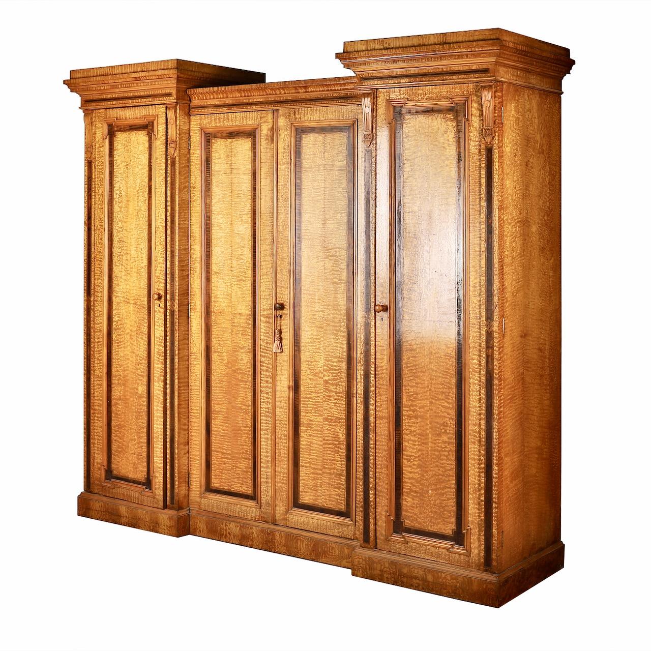 19th Century Figured Ash Wardrobe by Lamb of Manchester For Sale at 1stDibs
