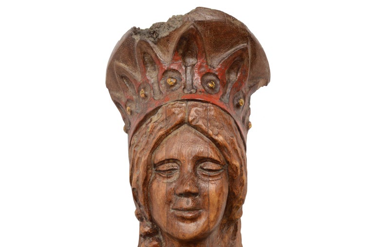 19th Century Carved Ship Figurehead Oak Wood Female Figure Antique ...