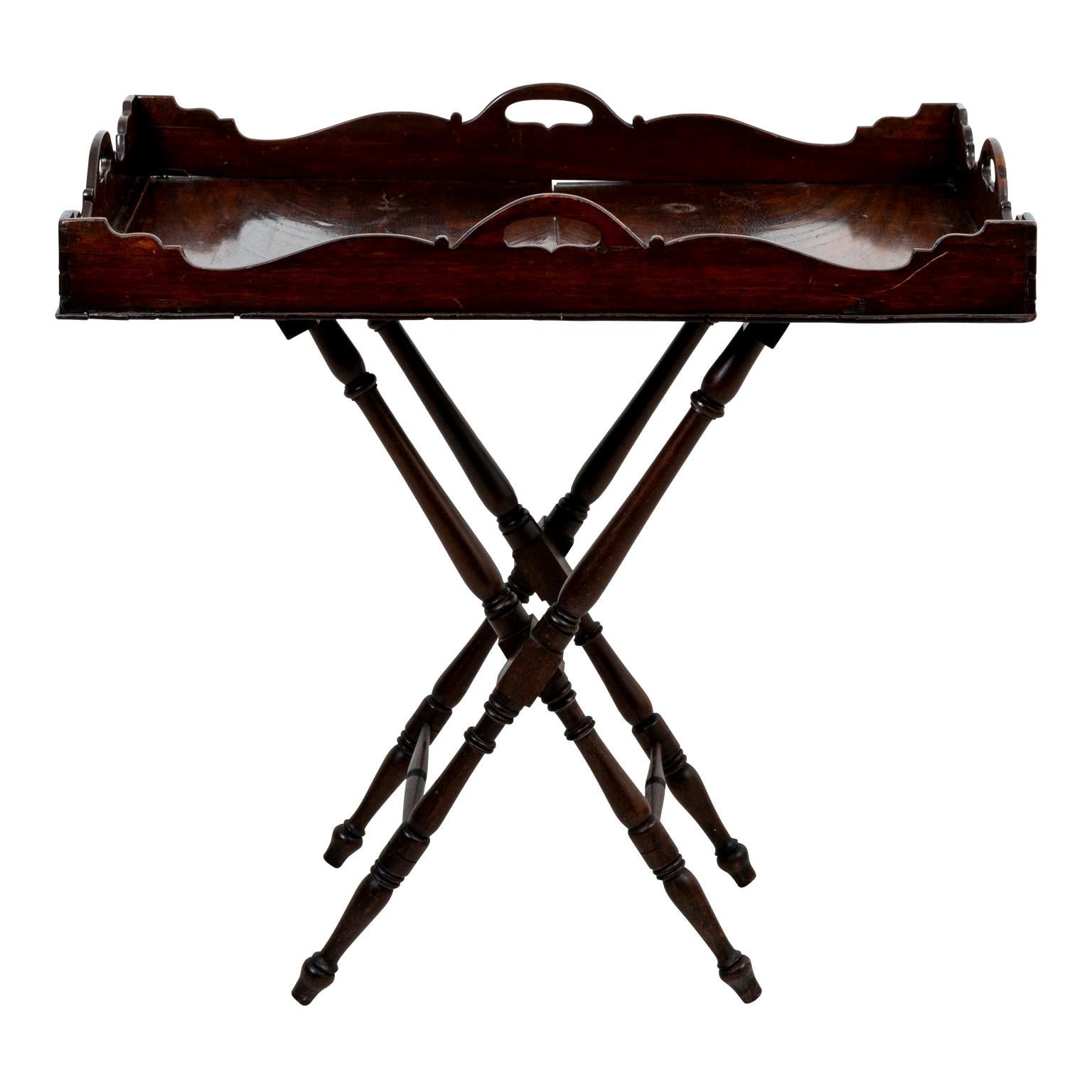 Antique Mahogany Oval Tray on Stand at 1stDibs