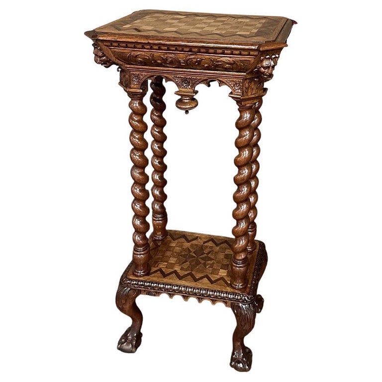 19th Century Flemish Renaissance Barley Twist Marquetry Pedestal ~ Lamp ...