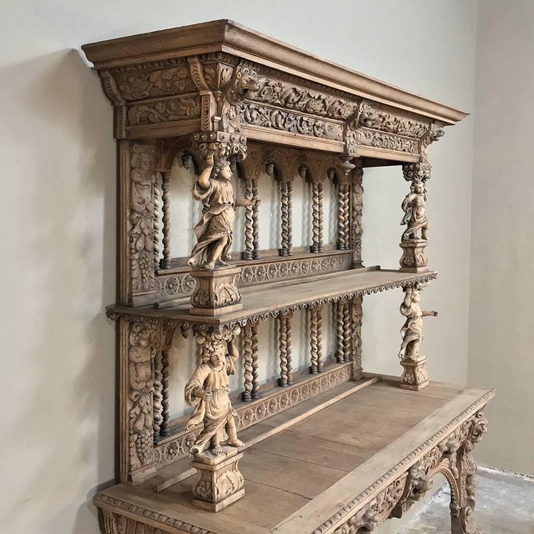 19th Century Flemish Renaissance Stripped Oak Buffet ~ Vaisselier at ...