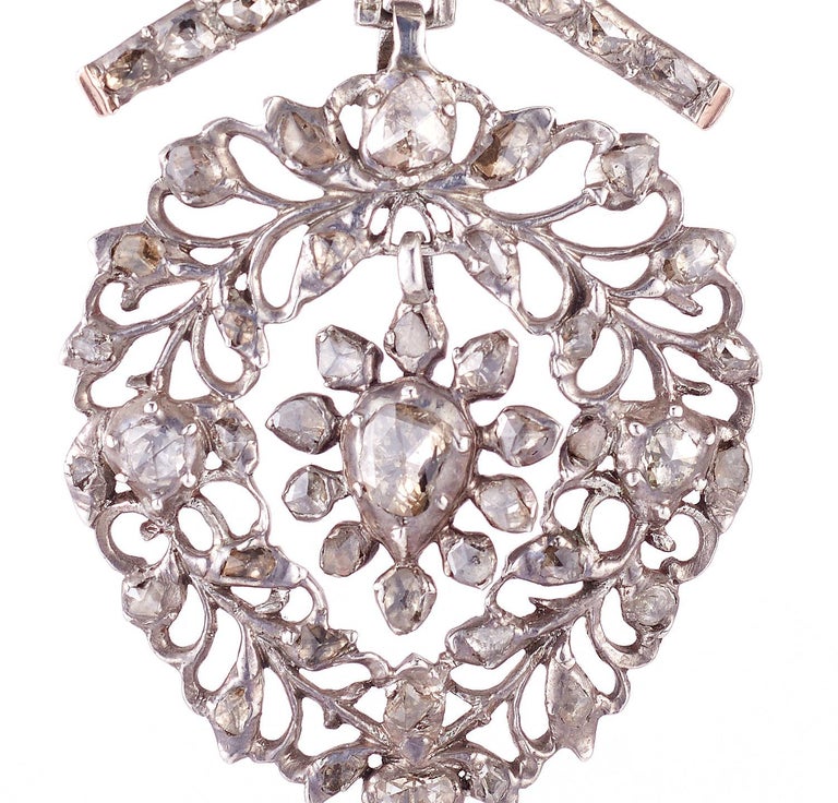19th Century Flemish "Vlaams" Diamond Heart Pendant with 14k Rose Gold ...