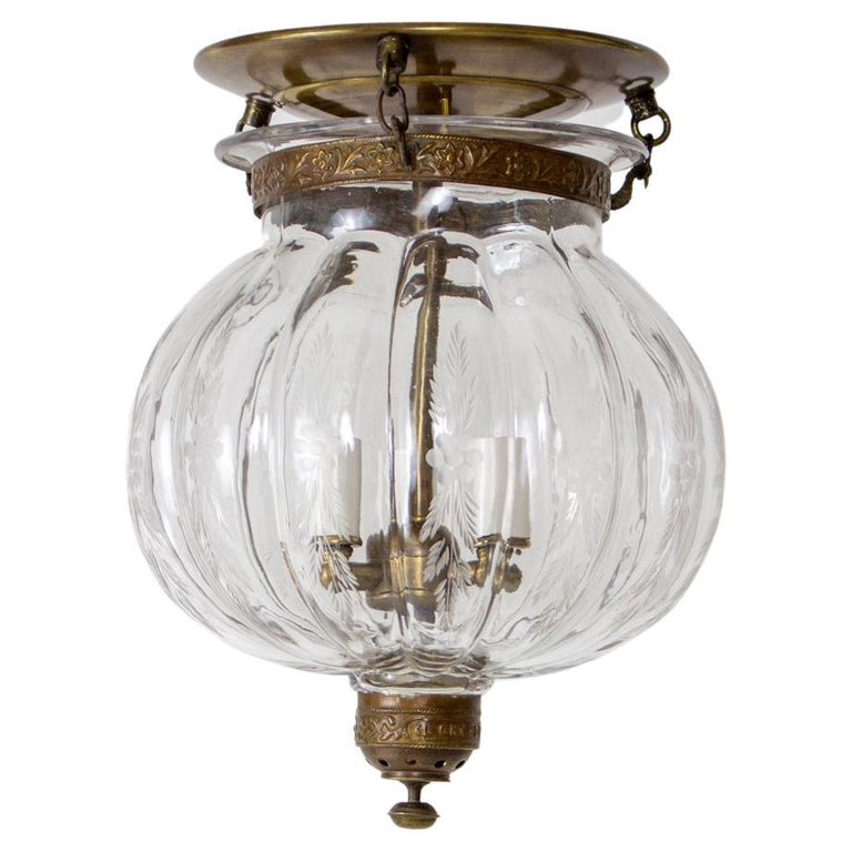 19th Century Flush Onion Shaped Glass Bell Jar Lantern For Sale at 1stDibs