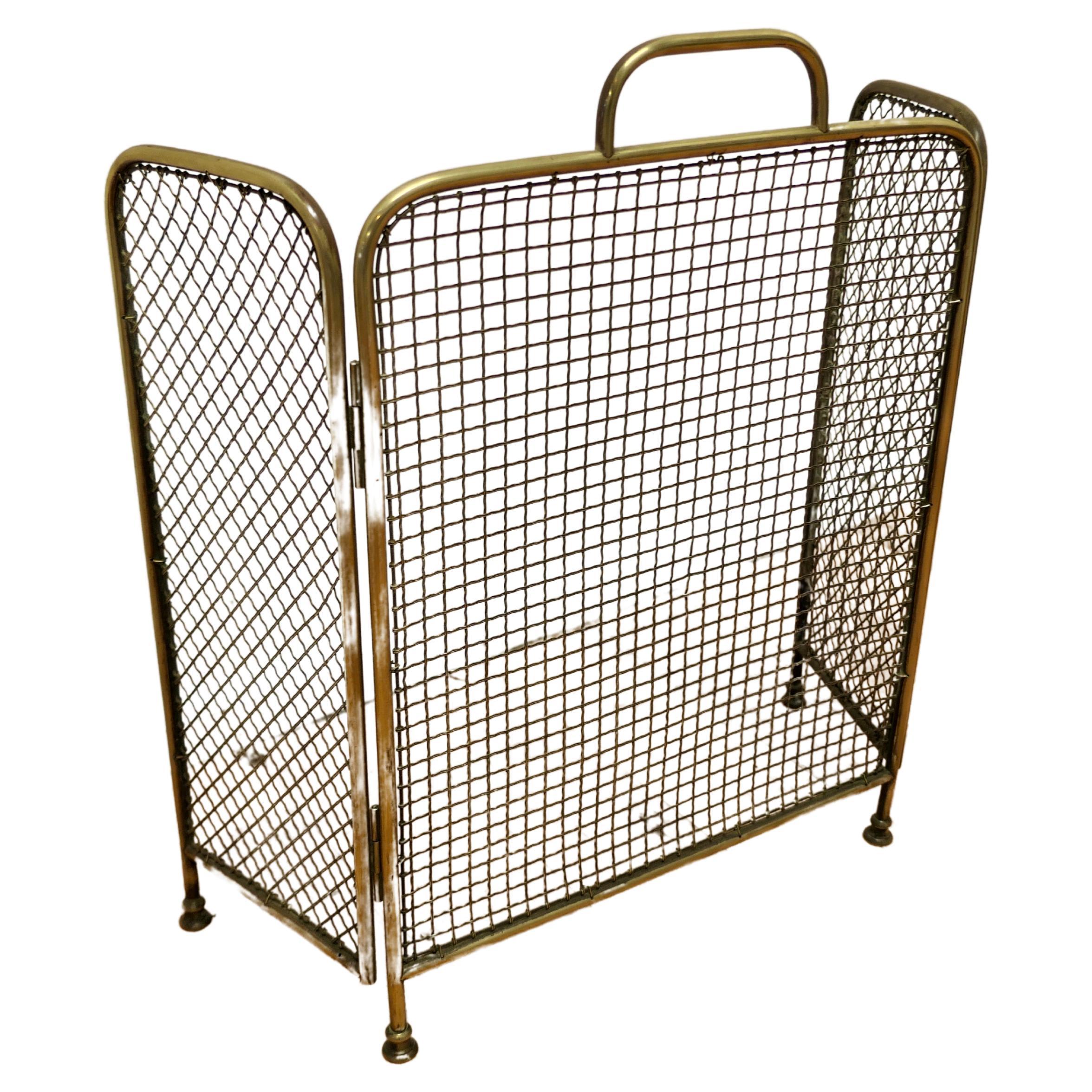 4 Fold Vintage Fire screen - Spark Guard at 1stDibs