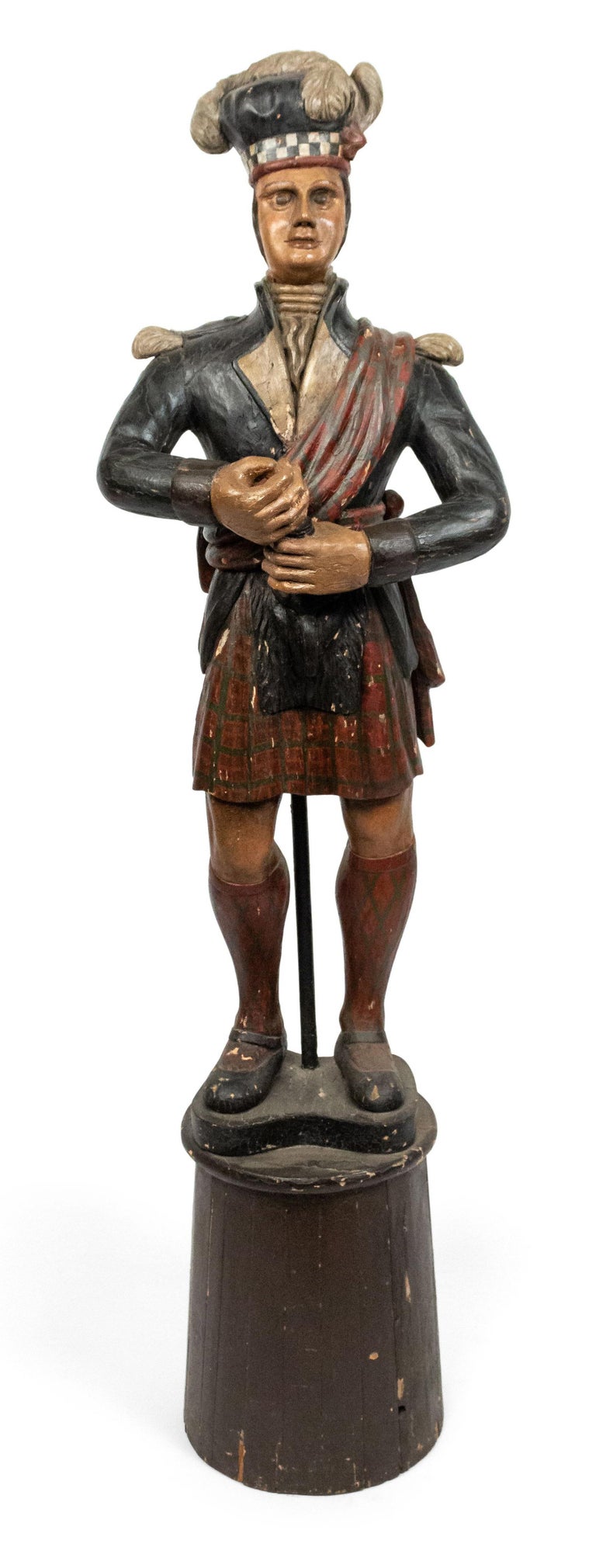 19th Century Folk Art Carved Polychrome Scotsman Carousel Kilt Figure ...