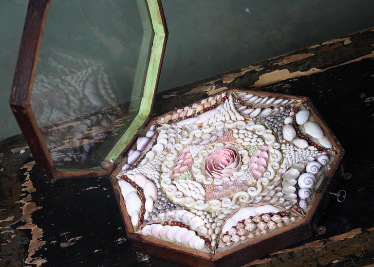 19th Century Folk Art Maritime Sailor's Shell Valentine Souvenir Love ...