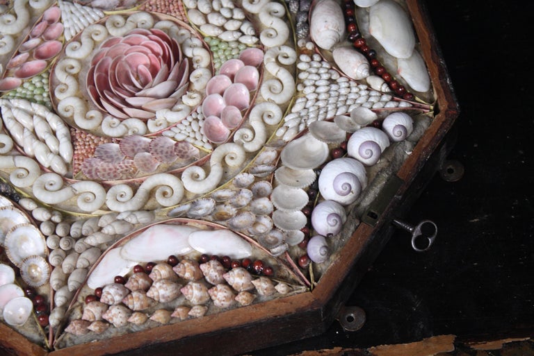 19th Century Folk Art Maritime Sailor's Shell Valentine Souvenir Love ...