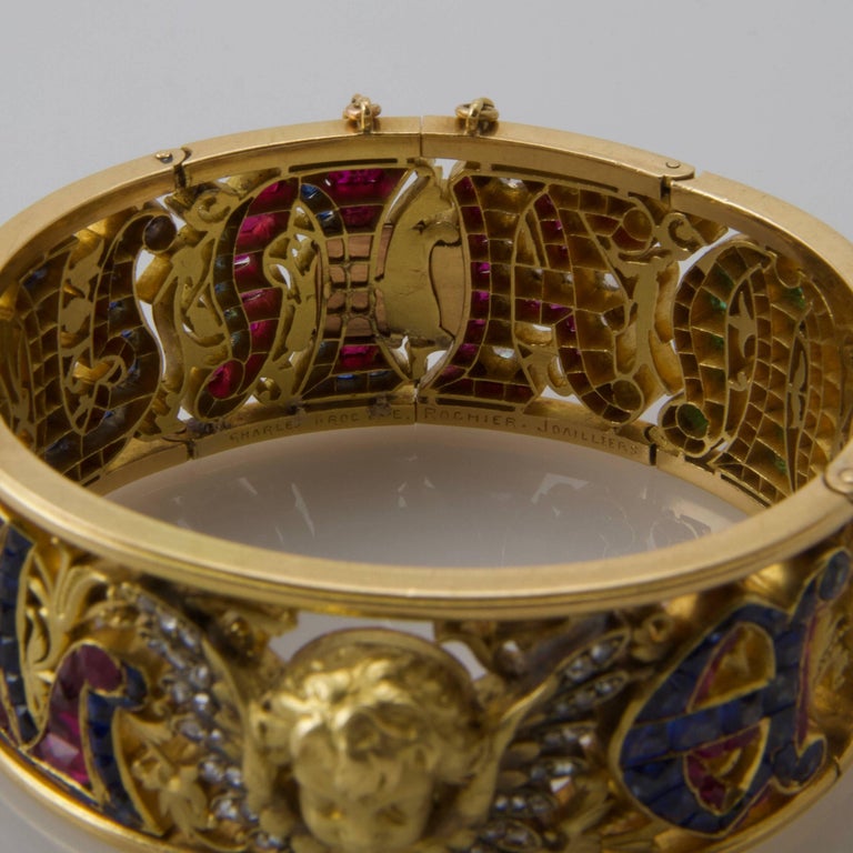19th Century Four Precious Stones Bracelet "Emmanuel" Made in 1883 For ...