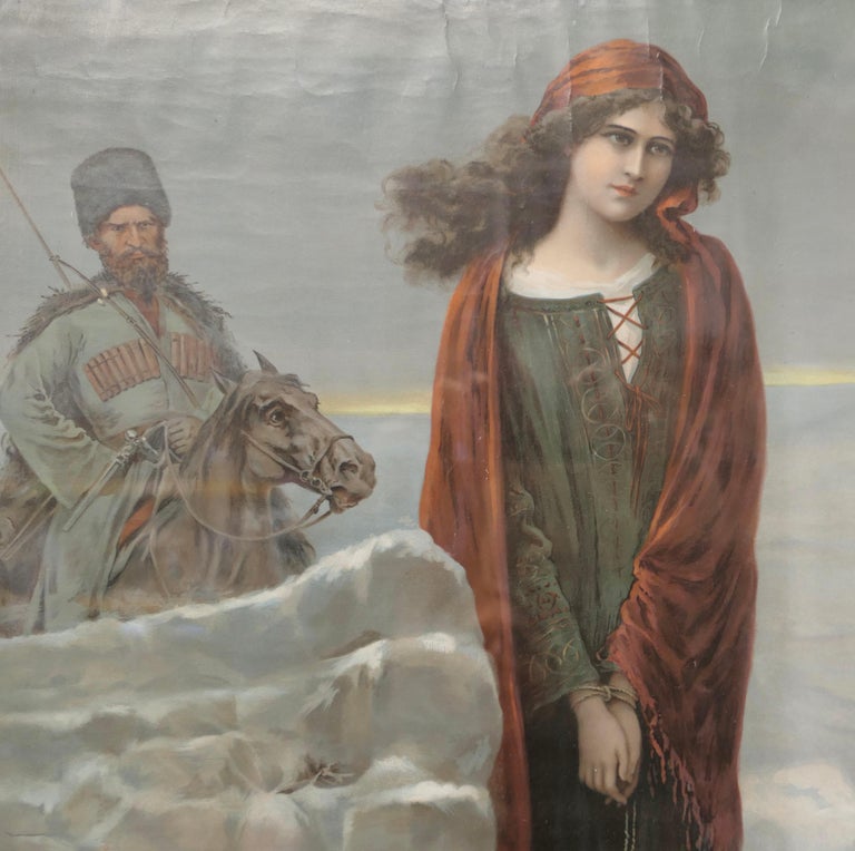 19th Century Framed Pre Raphaelite Print of a Russian Prisoner with a ...